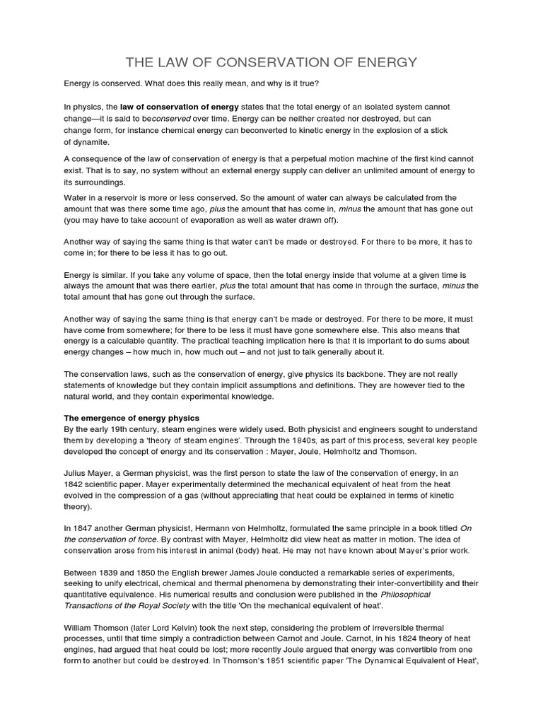 Law of Conservation of Energy | PDF | Heat | Continuum Mechanics