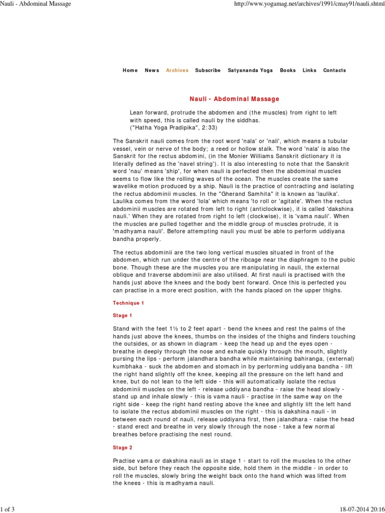 Nauli - Abdominal Massage | PDF | Breathing | Hatha Yoga