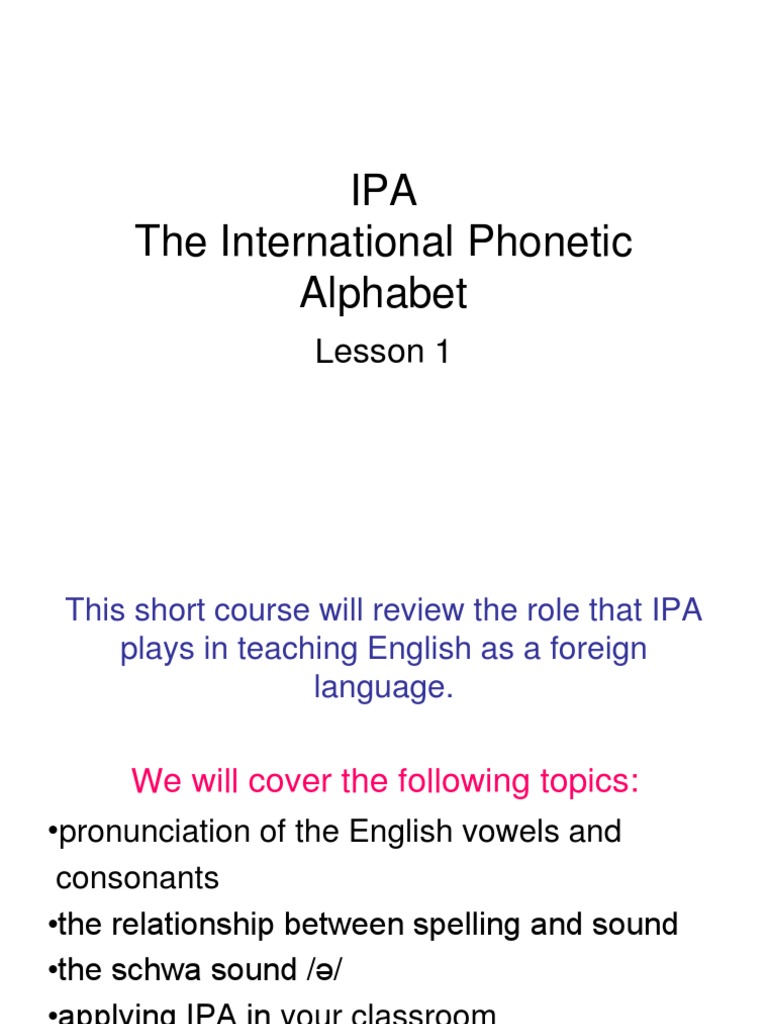 IPA Lessons 1 and 2 | PDF | Consonant | Vowel
