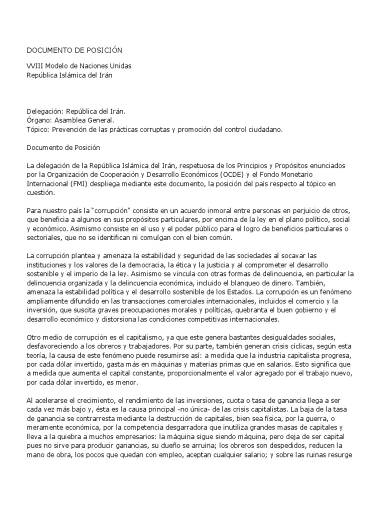 Documento de Posición - Cmun | PDF