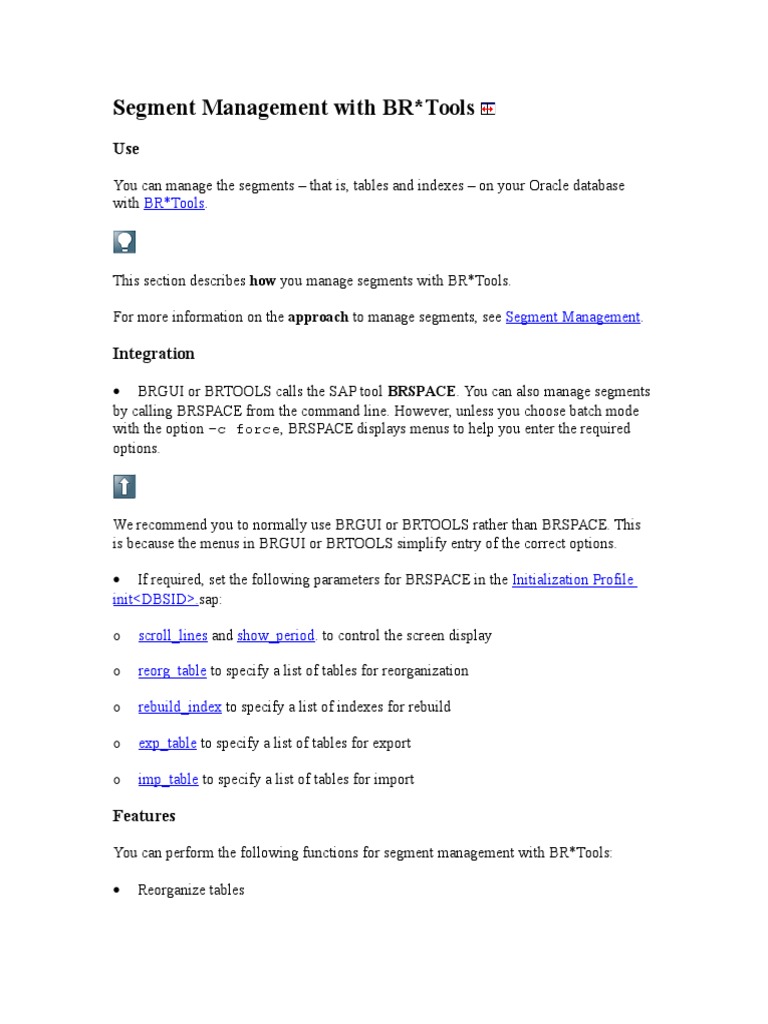 Manage Oracle Segments with BR*Tools | PDF | Data Management Software ...