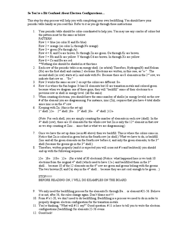Backfilling Instructions | PDF | Periodic Table | Solid State Engineering