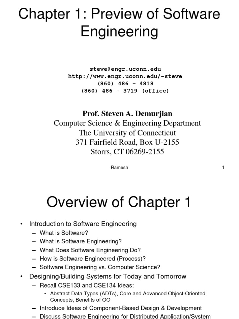 Chapter 1: Preview of Software Engineering | PDF | Component Based Software Engineering ...