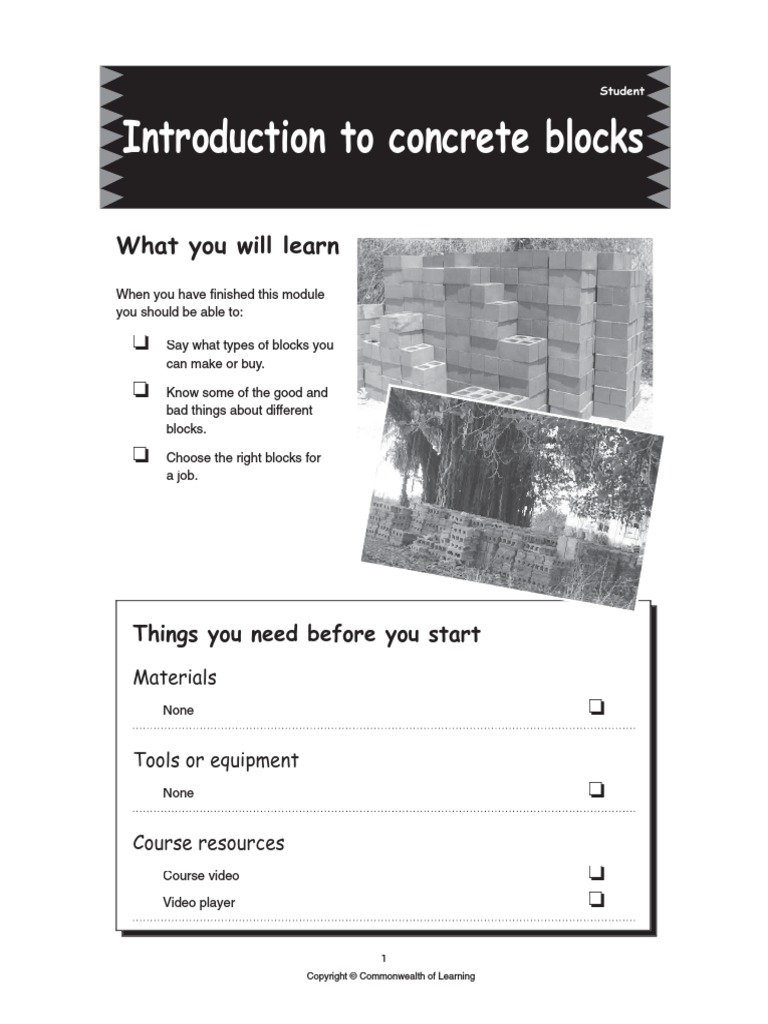 10s M Intro To Blocks v2 | PDF | Masonry | Concrete
