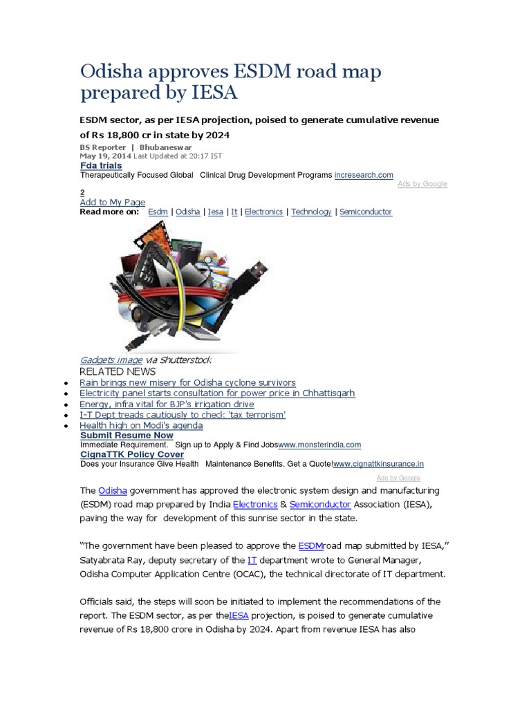 Odisha Approves ESDM Road Map Prepared by IESA | PDF | Cloud Computing ...