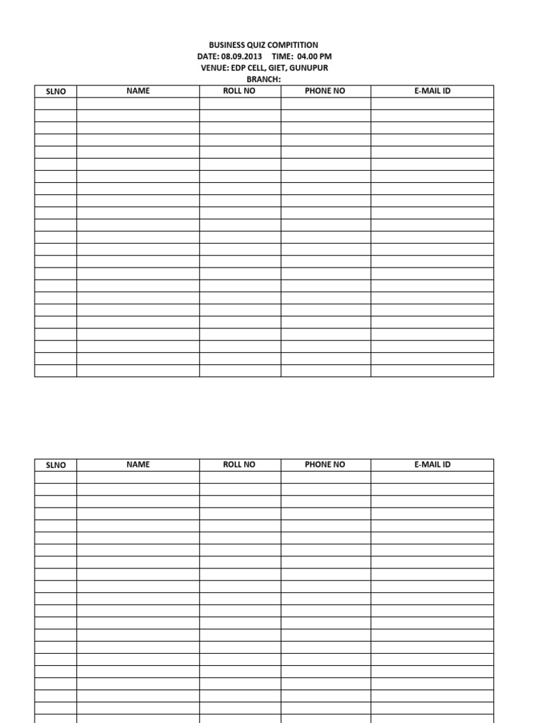 Business Quiz Compitition | PDF