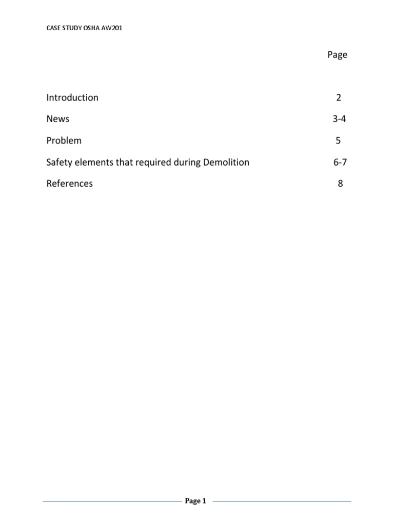 Case Study Osha Aw201 | PDF | Demolition | Occupational Safety And Health Administration