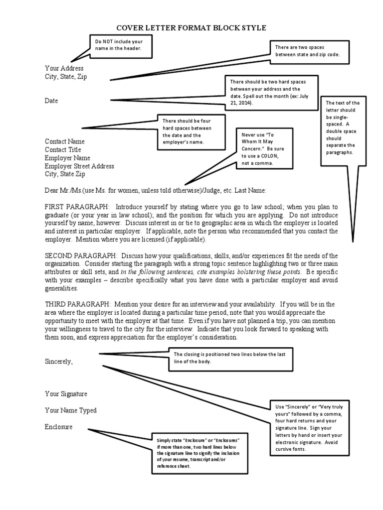 Cover Letter Format Block Style | Download Free PDF | Address (Geography)