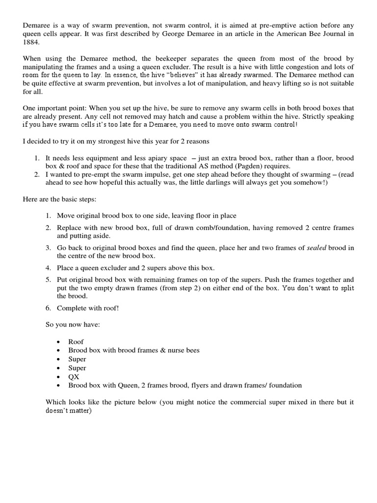 Demaree Is A Way of Swarm Prevention | Download Free PDF | Beehive ...