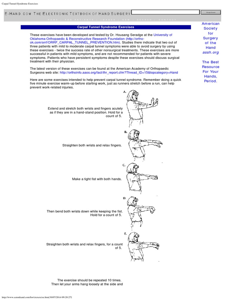 Carpal Tunnel Syndrome Exercises | PDF | Carpal Tunnel Syndrome ...