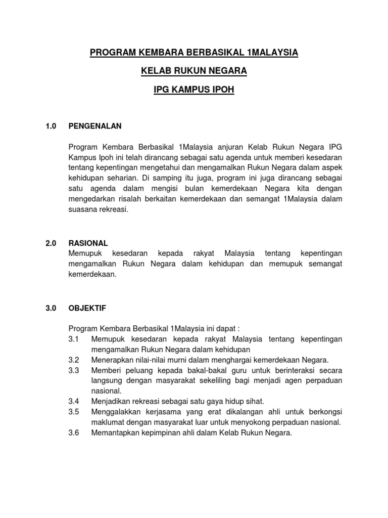 Program Kembara Berbasikal 1malaysia (Salinan Yb) | PDF