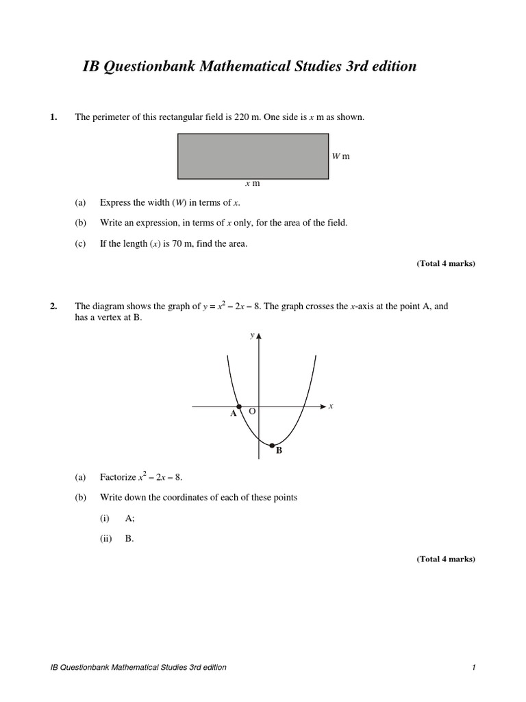 IB Questionbank Mathematical Studies 3rd Edition: (Total 4 Marks) | PDF