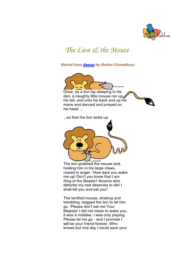 The Lion and the Mouse Fable | PDF | Poetry