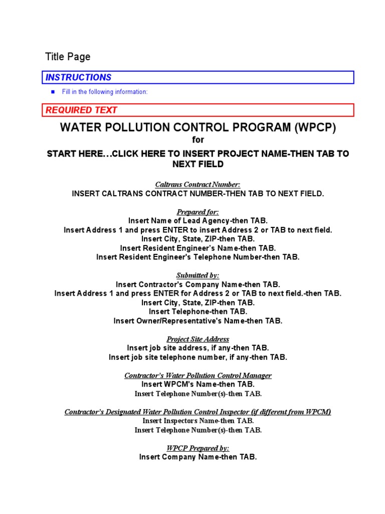 Water Pollution Control Program (WPCP) : Title Page | PDF | Water ...