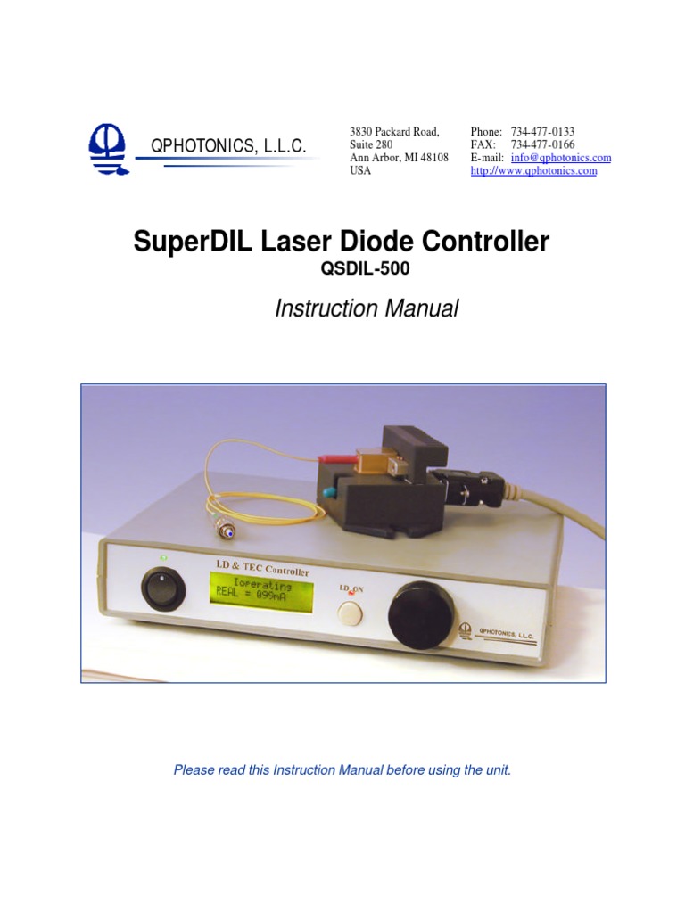 Superdil Laser Diode Controller: Instruction Manual | PDF | Diode | Laser