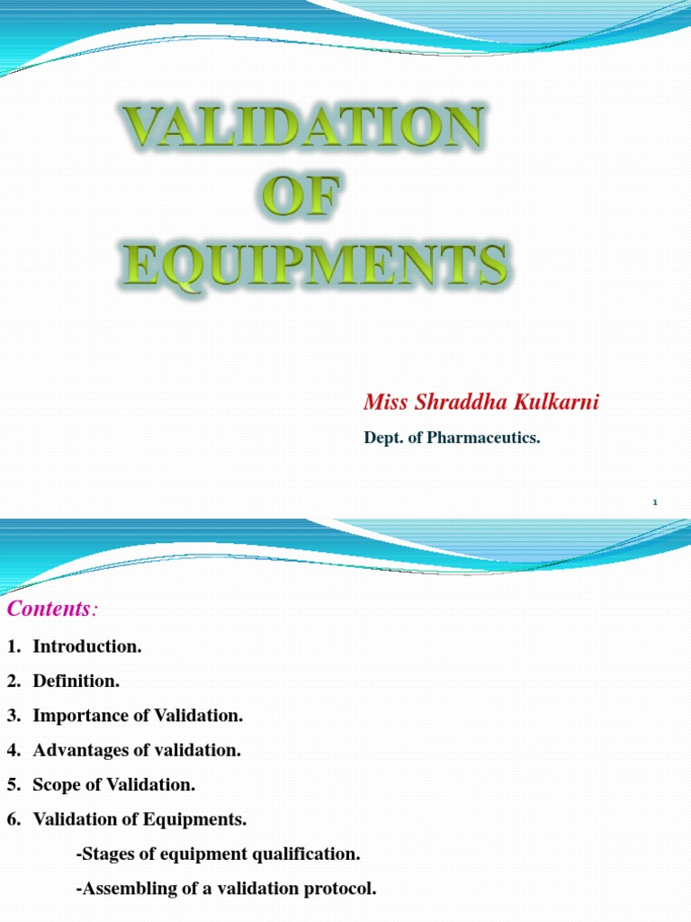 Validation of Equipment | PDF | Verification And Validation | Specification (Technical Standard)