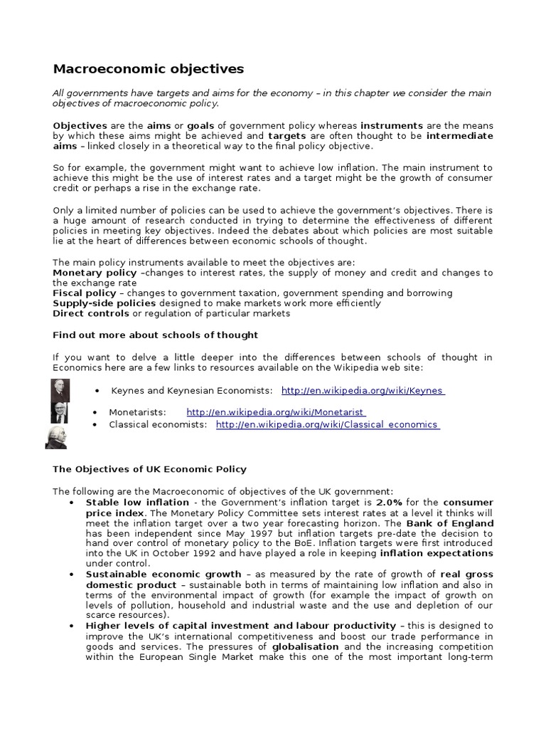 UK Government Macroeconomic Objectives | PDF | Inflation | Macroeconomics