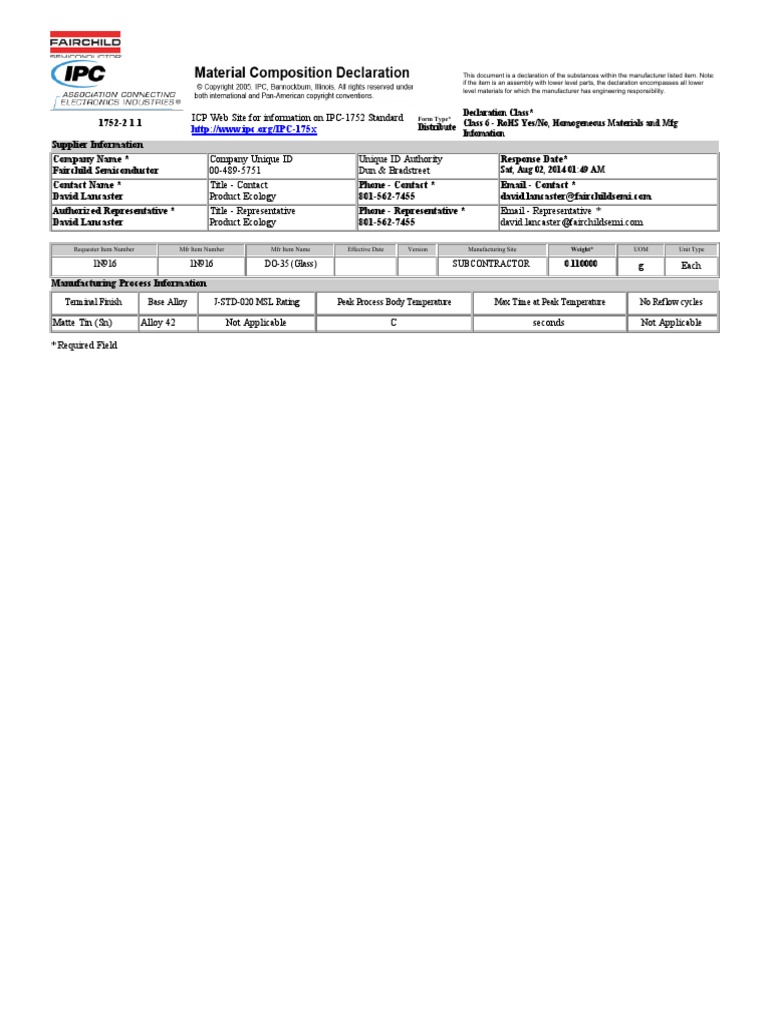 1N916 1N916 DO-35 (Glass) Subcontractor | Download Free PDF | Materials ...