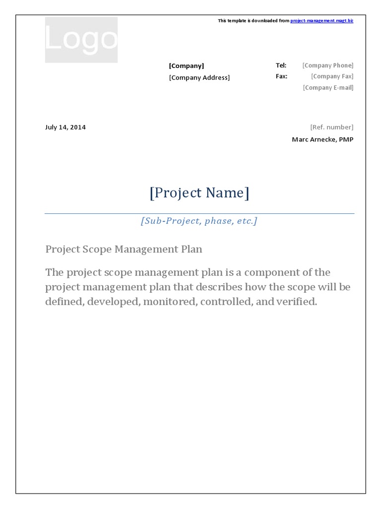 Scope Management Plan Template | PDF | Systems Engineering | Project ...