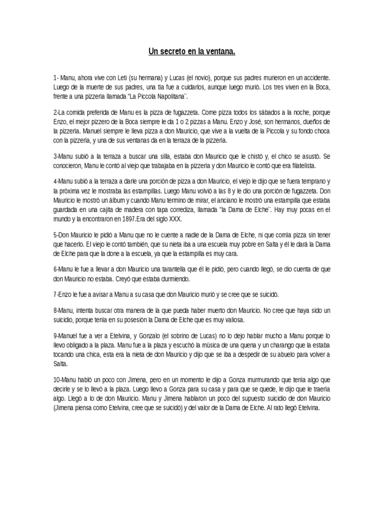 Un Secreto en La Ventana Resumen | PDF | Violencia | Entretenimiento ...