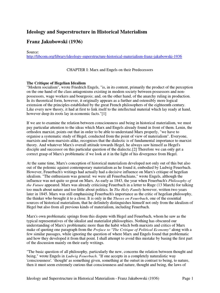 Ideology and Superstructure in Historical Materialism - Franz ...