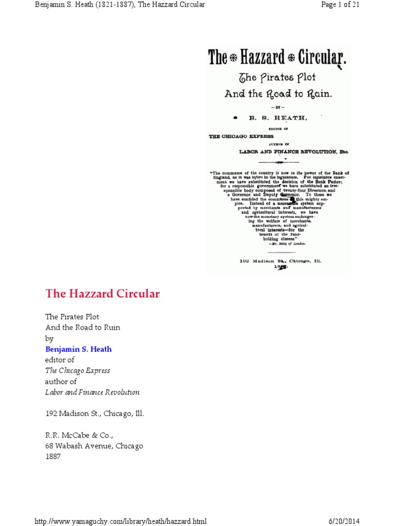 Hazzard Circular | PDF | John Sherman | United States Note