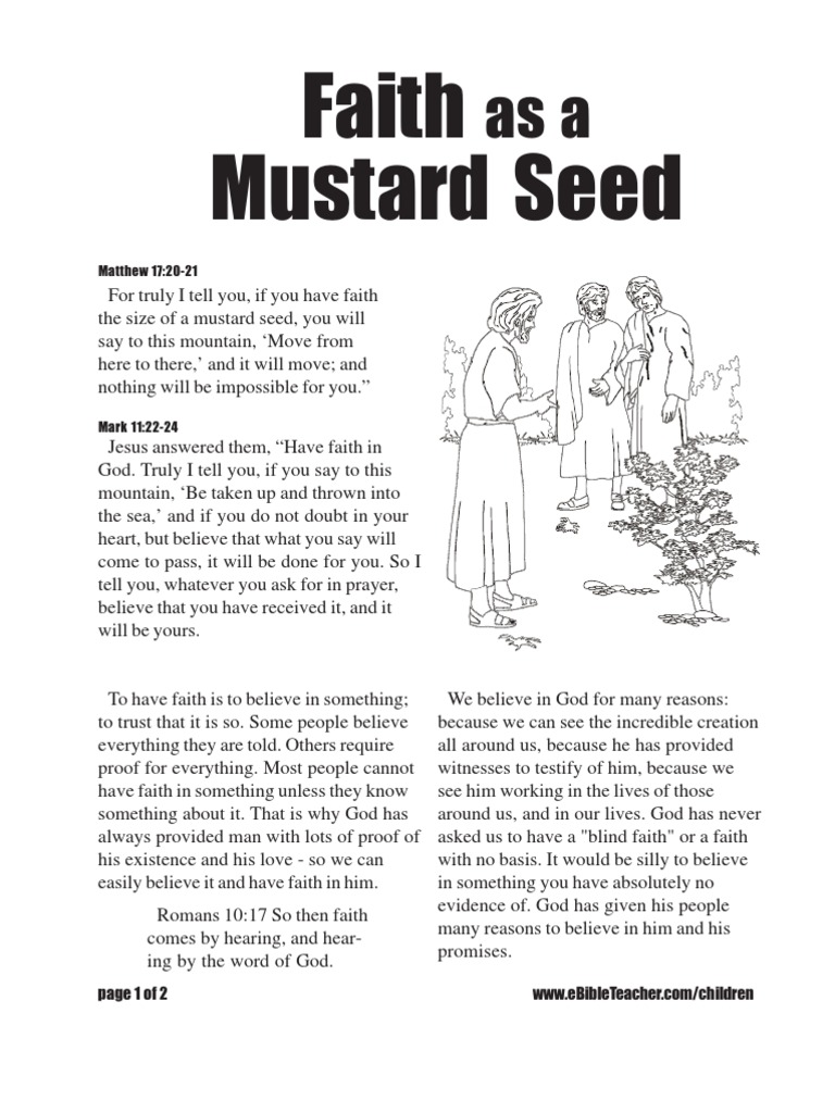 Faith The Size of A Mustard Seed Handout | PDF | Faith | Jesus