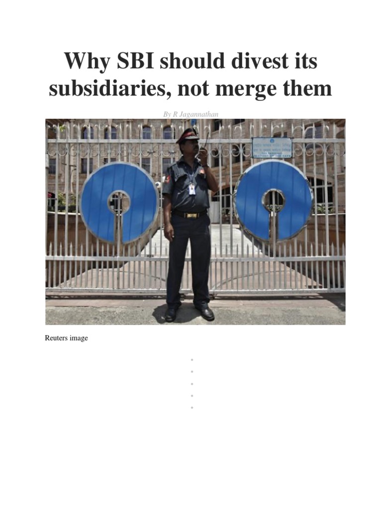 Why SBI Should Divest Its Subsidiaries | PDF | Mergers And Acquisitions ...