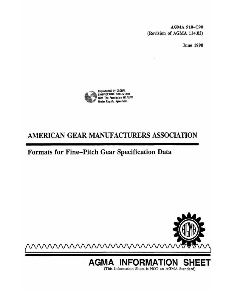 Agma 910-C90 | PDF | Gear | Helix