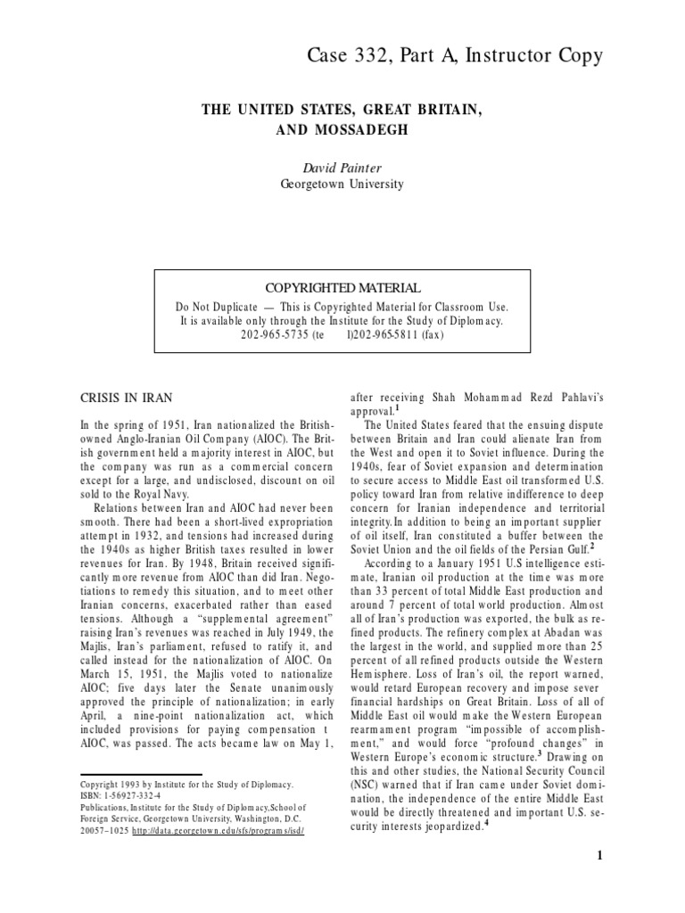 The Us and Mossadegh 1951 19531 | PDF | Mohammad Reza Pahlavi | Iran
