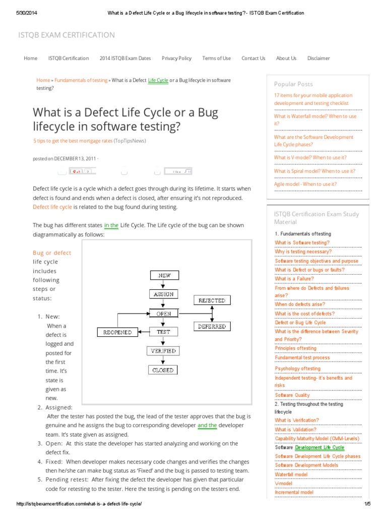 What Is A Defect Life Cycle or A Bug Lifecycle in Software Testing ...