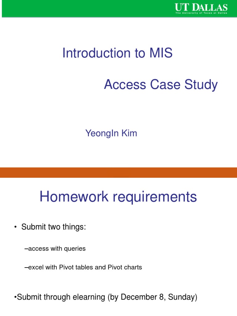 Introduction To Mis Access Case Study: Yeongin Kim | PDF | Information ...