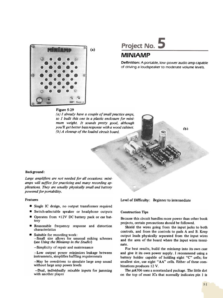 Project 5 MiniAmp p78-82 | PDF | Amplifier | Loudspeaker