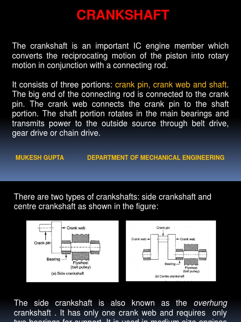 Crankshaft: Crank Pin, Crank Web and Shaft | PDF | Internal Combustion ...