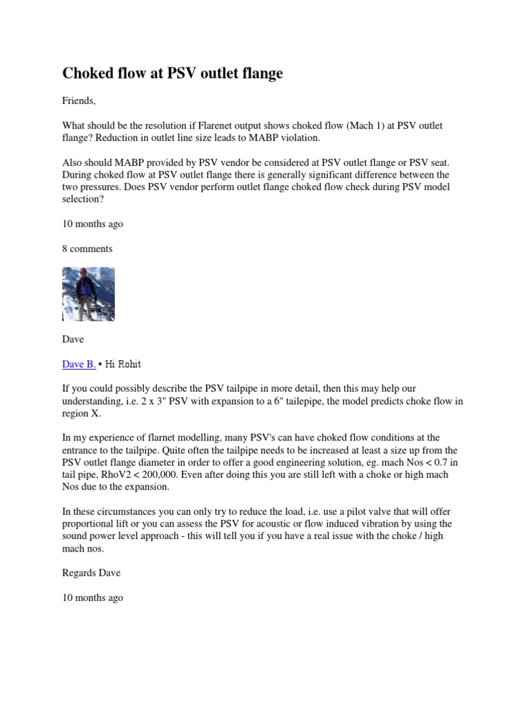 Choked Flow at PSV Outlet Flange | PDF | Pipe (Fluid Conveyance ...