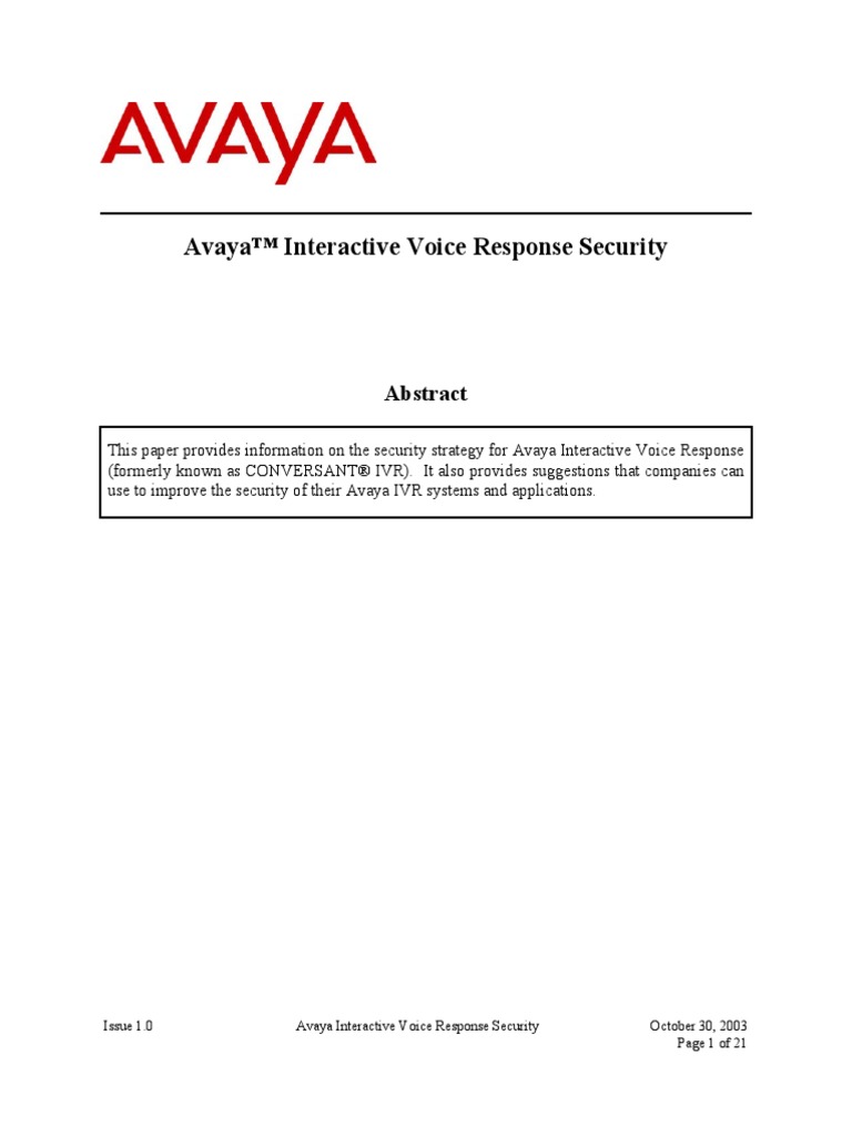 Avaya™ Interactive Voice Response Security | PDF | File Transfer Protocol | Secure Shell