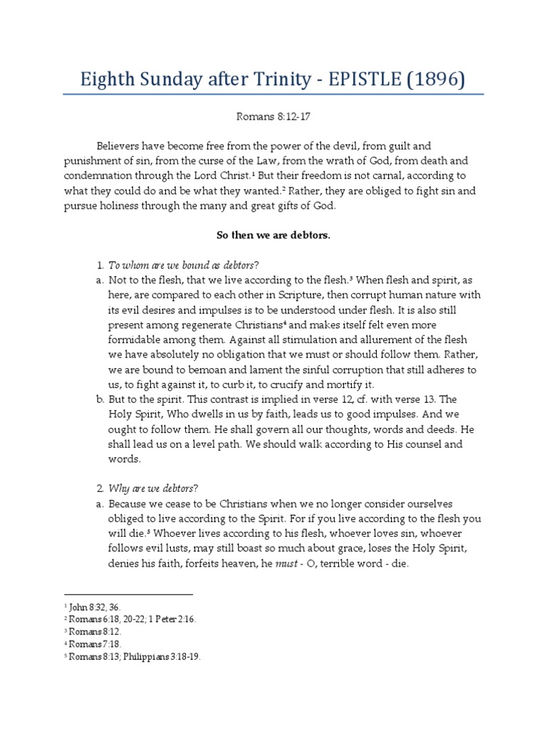 Eighth Sunday After Trinity EPISTLE (1896) | PDF | Epistle To The ...
