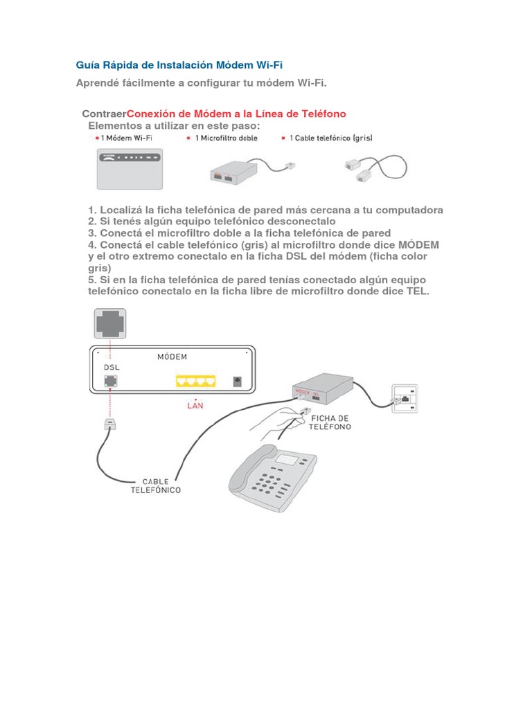 Guía Rápida de Instalación Módem Wi | PDF | Wifi | Módem