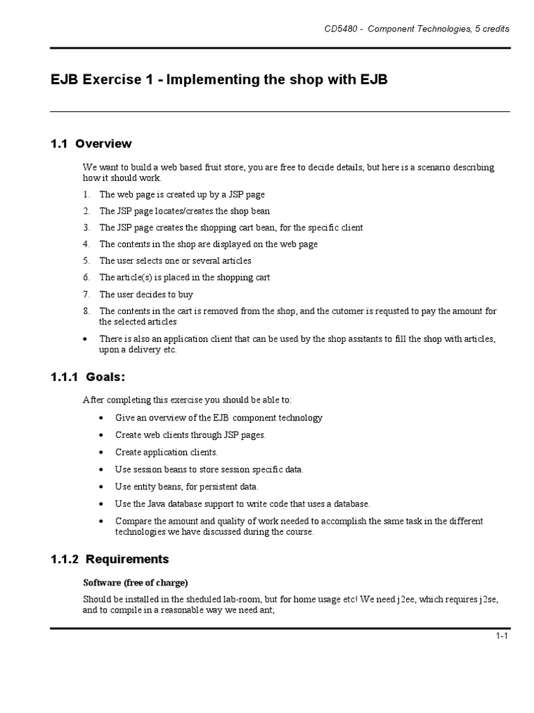 EJB Exercises | PDF | Enterprise Java Beans | Java Platform