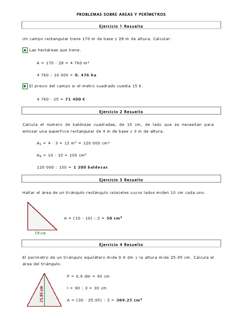 Problemas Sobre Areas y Perímetros | PDF | Distancia | Geometría
