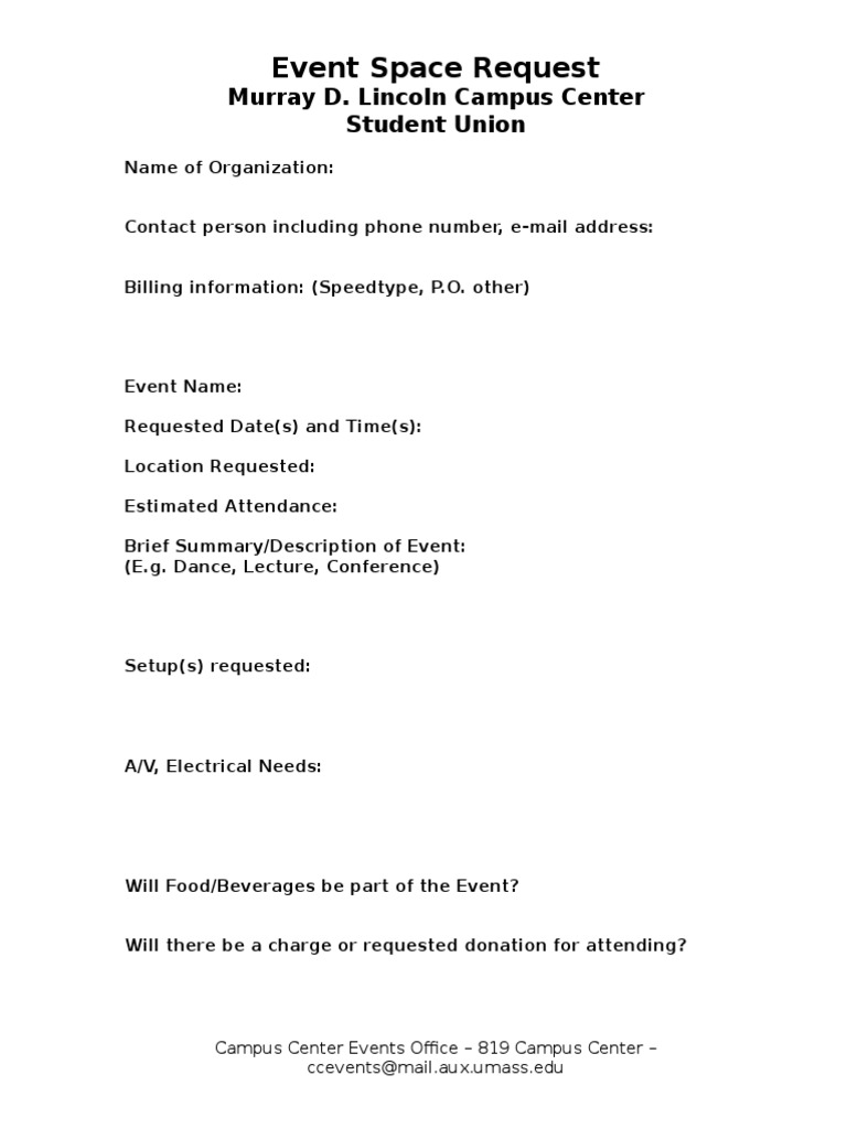 Event Space Request | PDF | Career & Growth