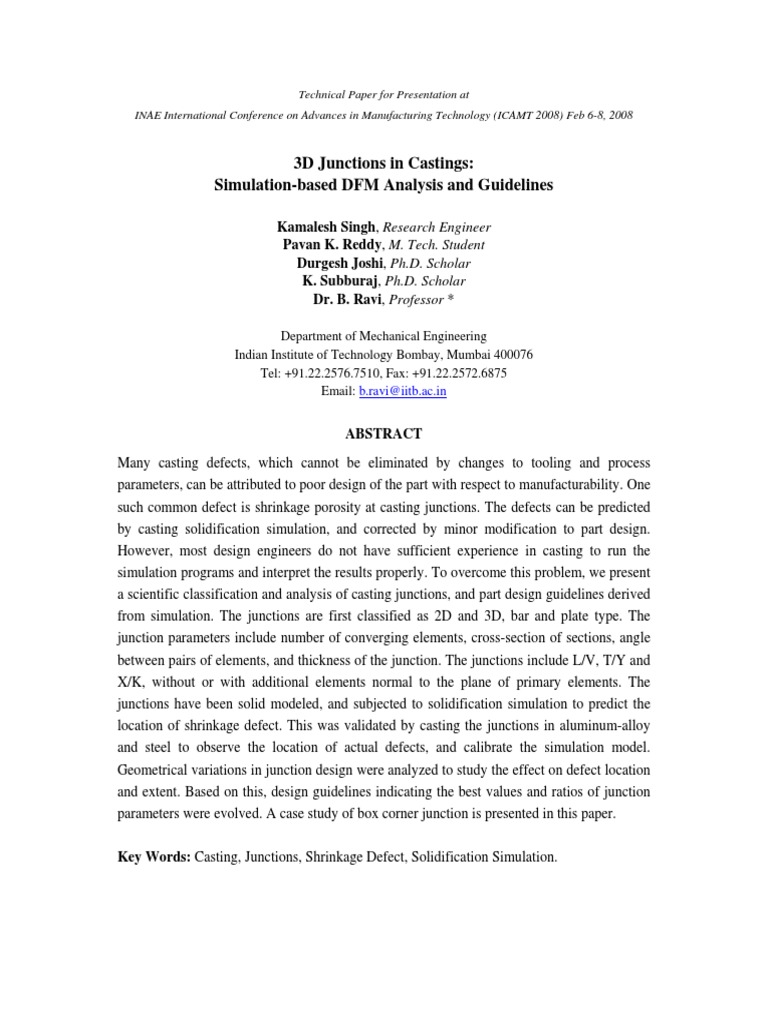 3D Casting Junctions: DFM Analysis | PDF | Casting (Metalworking) | Building Engineering