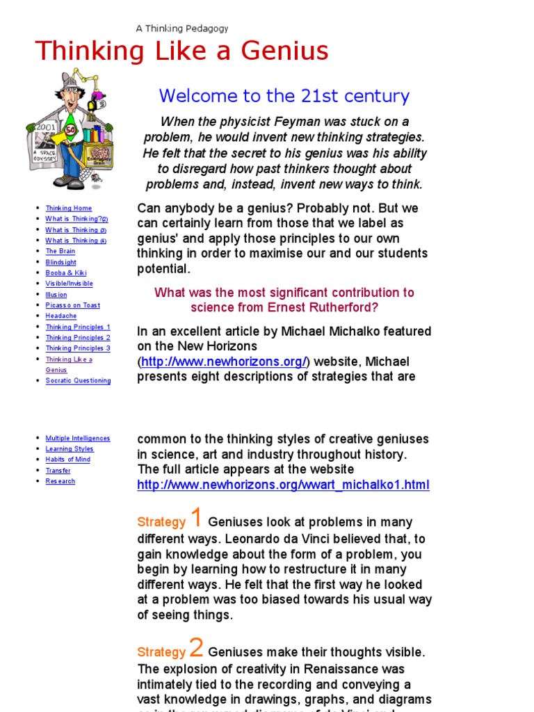 Thinking - Genius - Inventing New Ways To Think Is The Secret of Genius ...