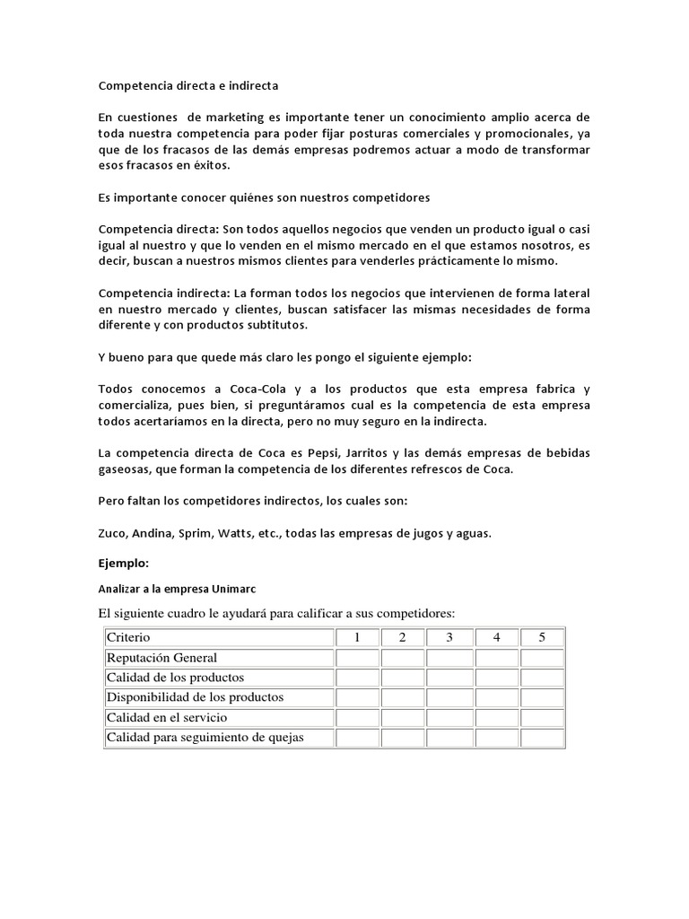Competencia Directa e Indirecta | PDF