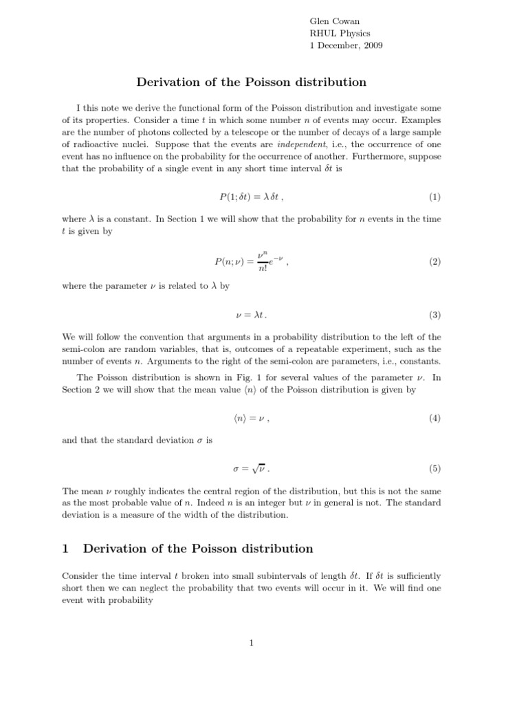 Derivation of The Poisson Distribution | Download Free PDF | Poisson ...