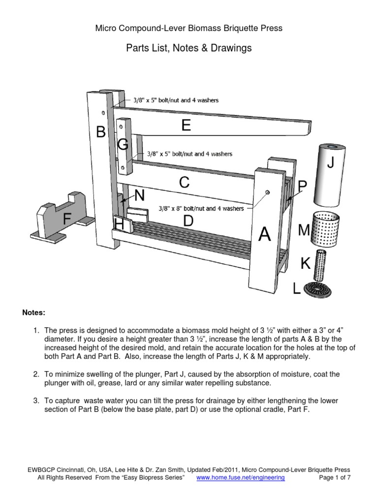 Micro Compound Lever Biomass Briquette Press | PDF | Screw | Nut (Hardware)