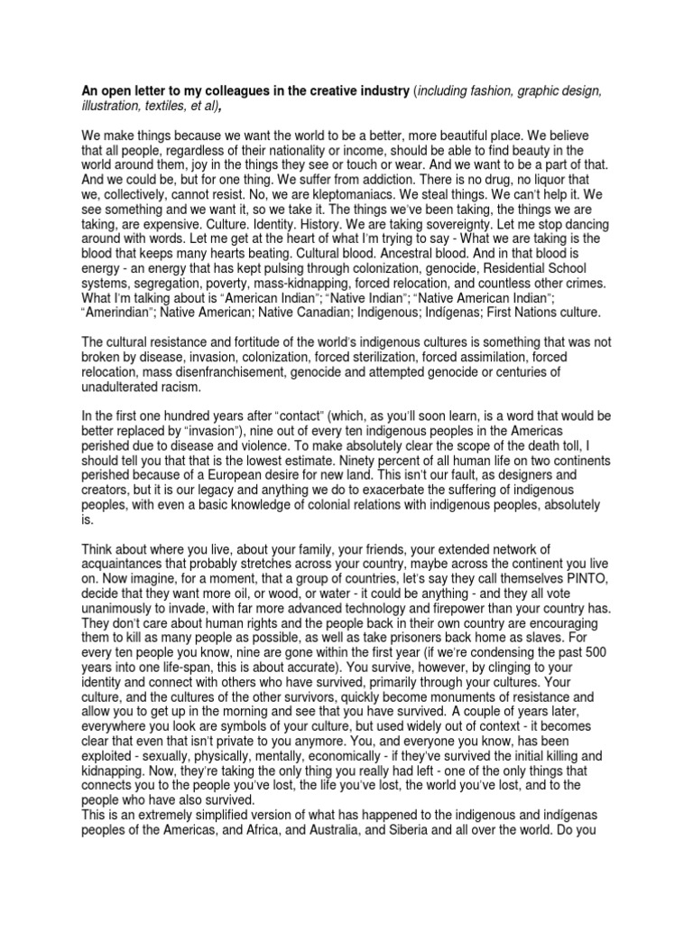An Open Letter To My Colleagues in The Creative Industry | PDF ...