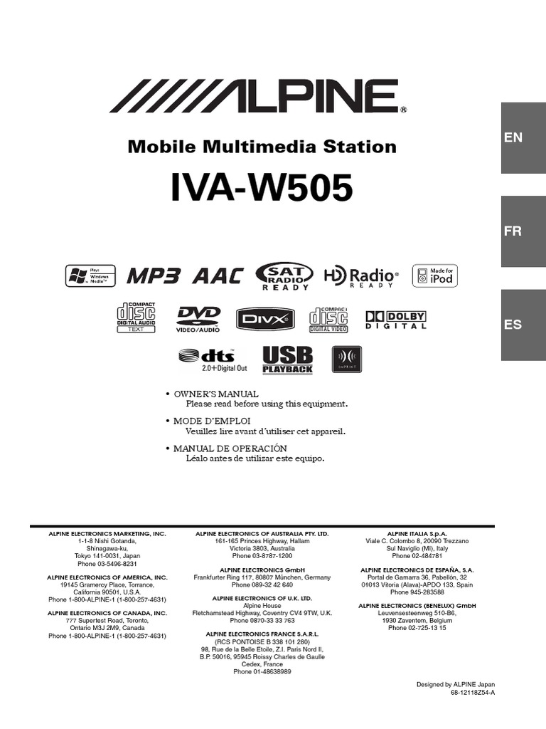 Alpine OM IVA-W505 | PDF | Compact Disc | Mp3