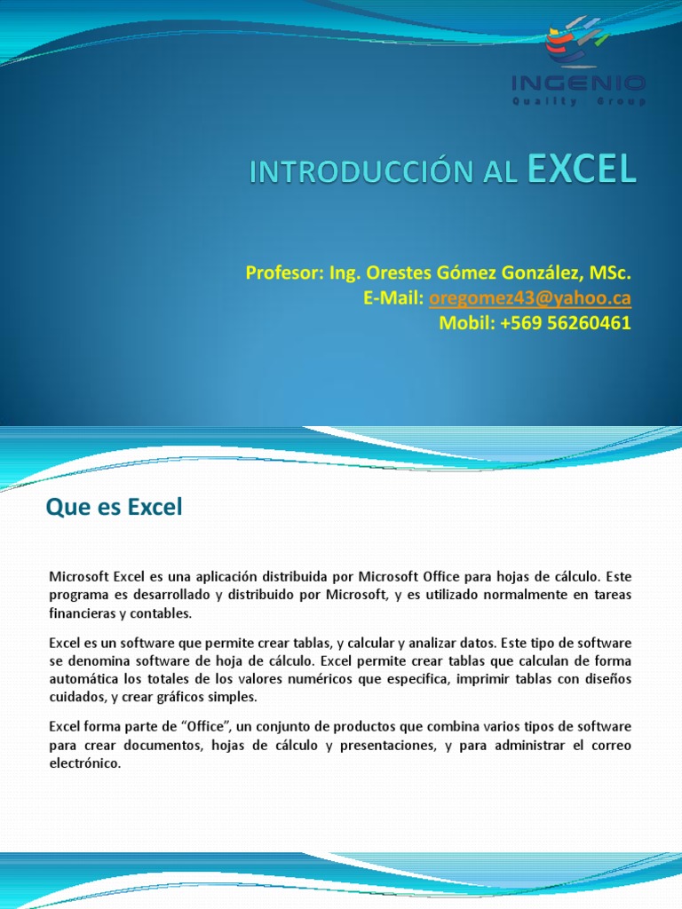 03-Introducción Al Excel | PDF | Microsoft Excel | Informática