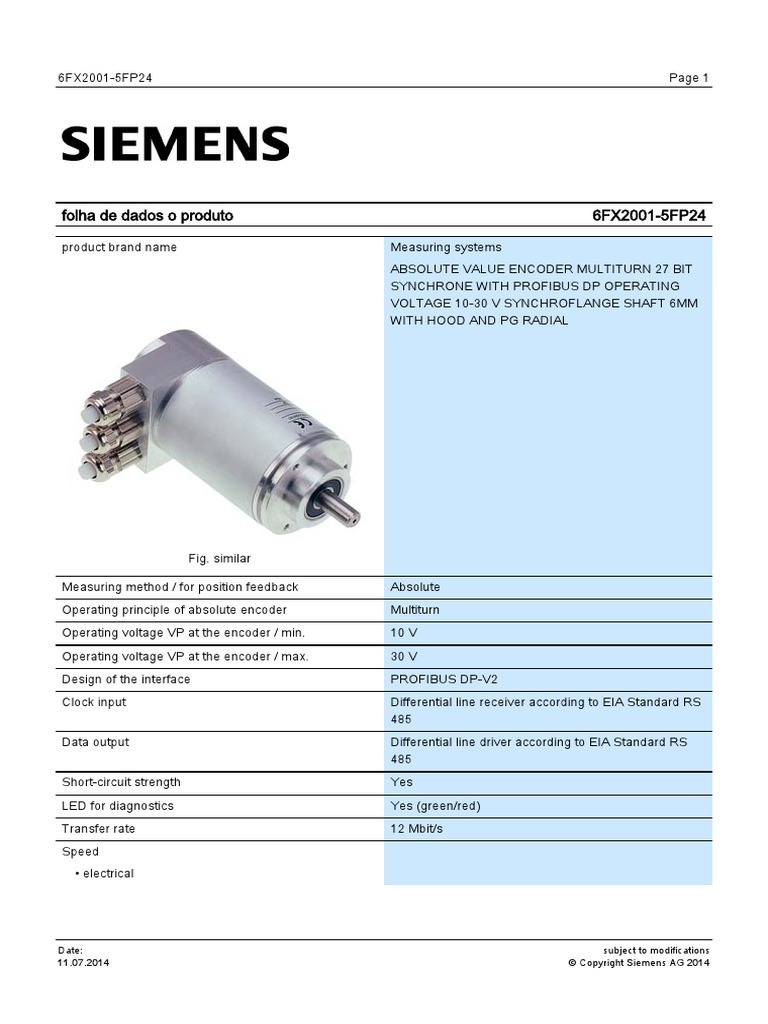 Siemens Absolute Encoder | PDF | Electrical Engineering | Electromagnetism